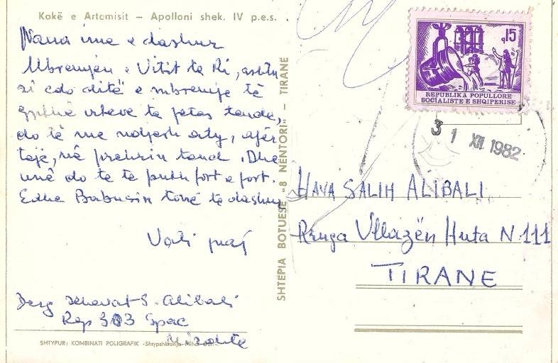 Kartolina “të gëzueshme” nga burgu në vigjilje të vitit 1983 ...